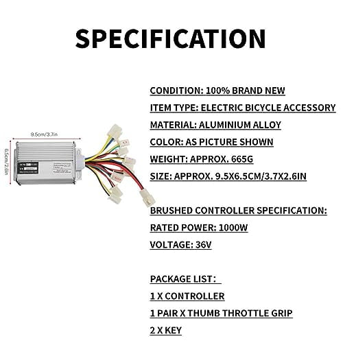 Keenso 36v Controller, Multifunctional 1000w Ebike Throttle Speed ...
