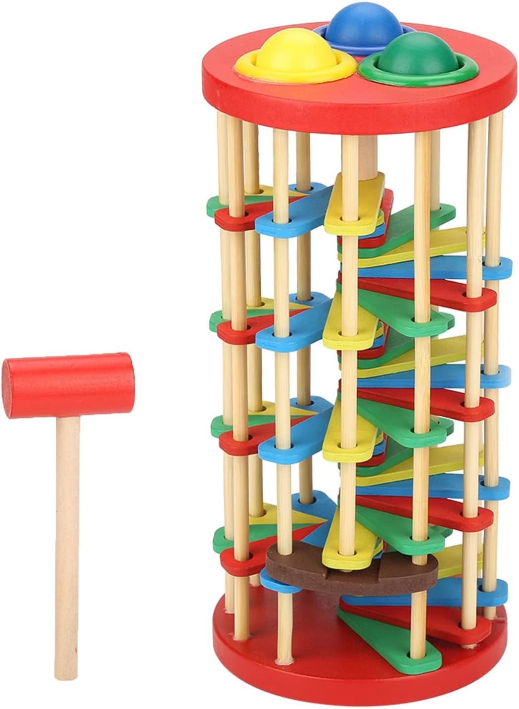 Keenso Colorful Wooden Knock Ball Ladder Toy Intelligence Development ...