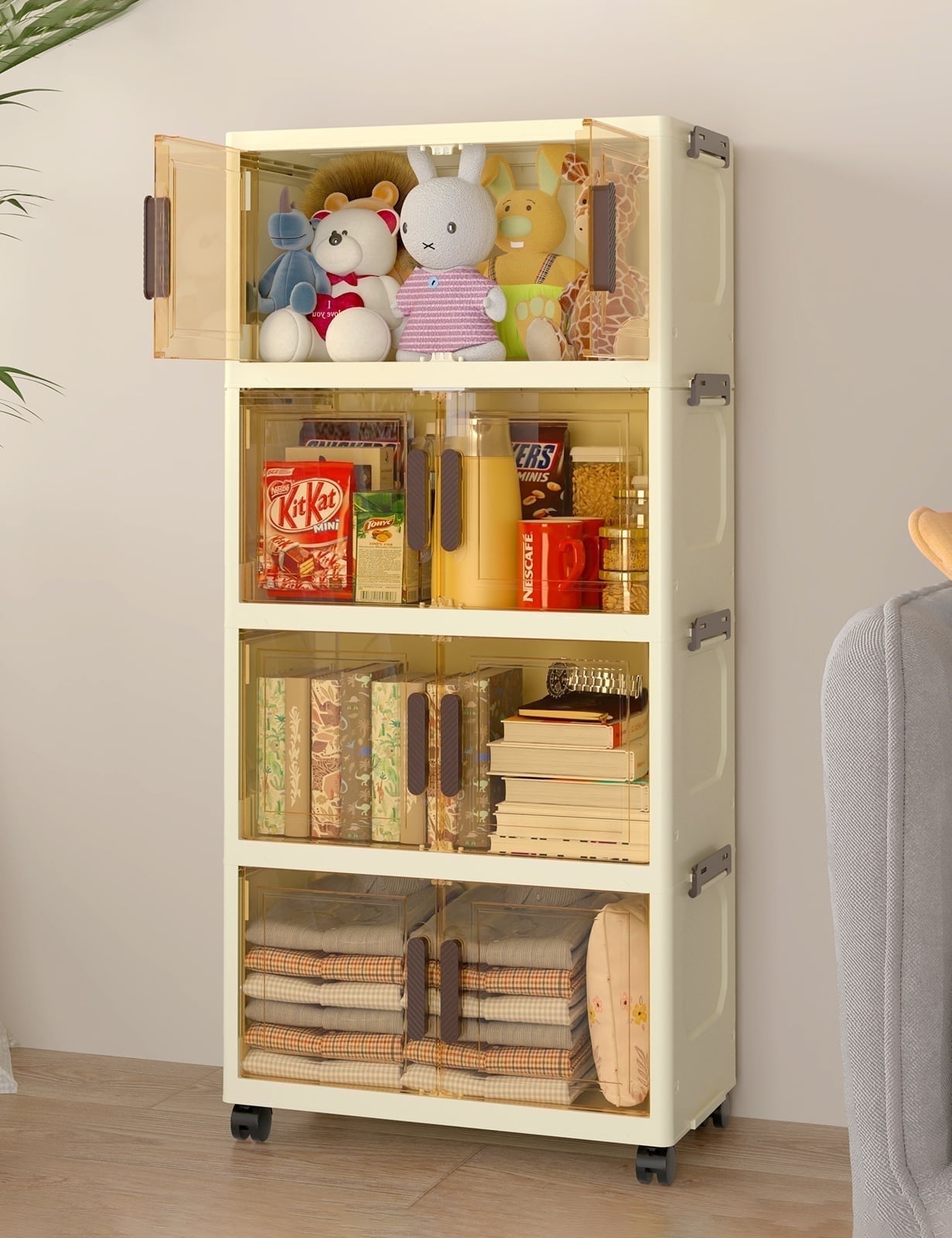 Keenstone 4 Tier Stackable Plastic Storage Bins with Lids, 124Qt ...