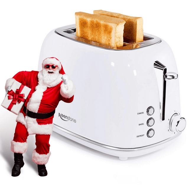 Keenstone White Toaster, Retro 2 Slice Stainless Steel Toaster with ...
