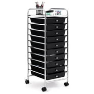 Costway 3 Tier Rolling Storage Cart with 4 Drawers, 2 Shelves, Metal ...