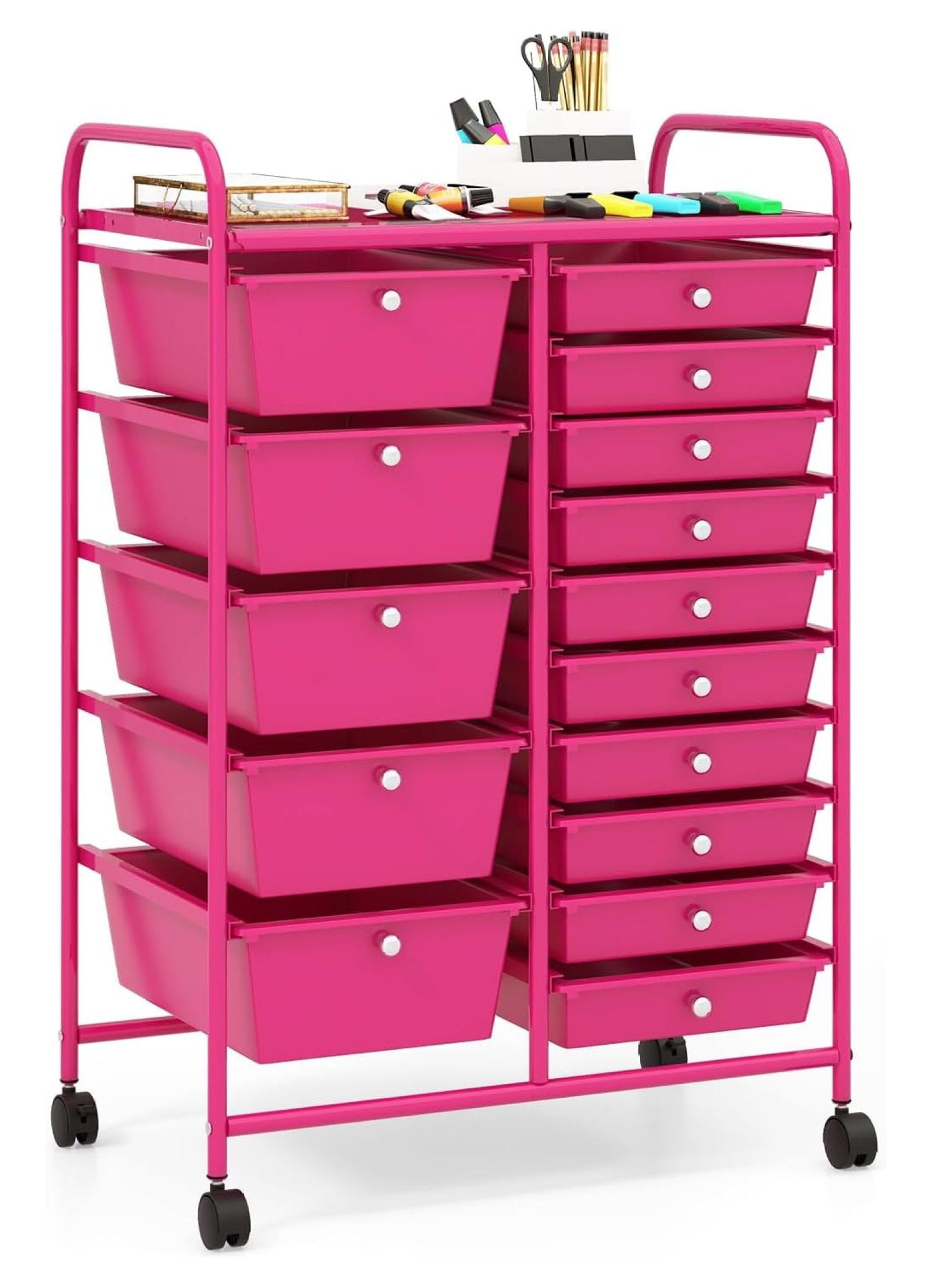Keeomi 15-Drawer Storage Drawer Carts - Mobile Rolling Utility Cart w ...