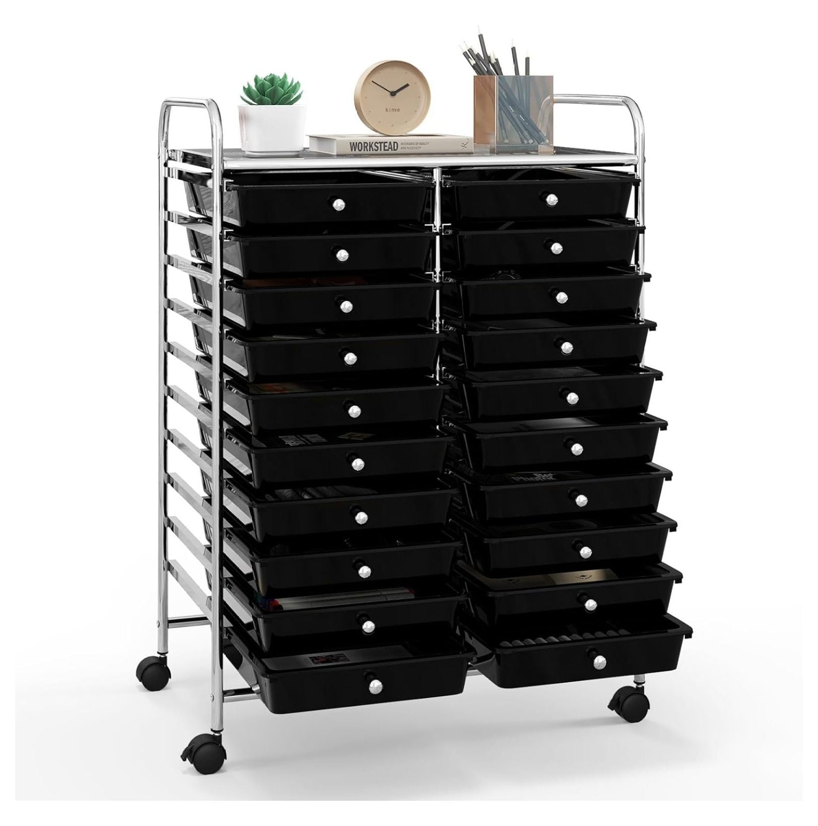 Keeomi 20-Drawer Organizer Cart Tools, Mobile Utility Storage Cart with ...