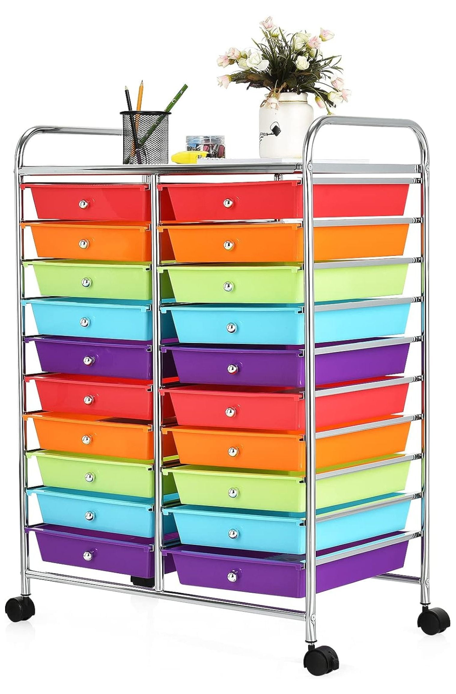 Keeomi 20-Drawer Rolling Storage Cart, Multifunctional Art Craft ...