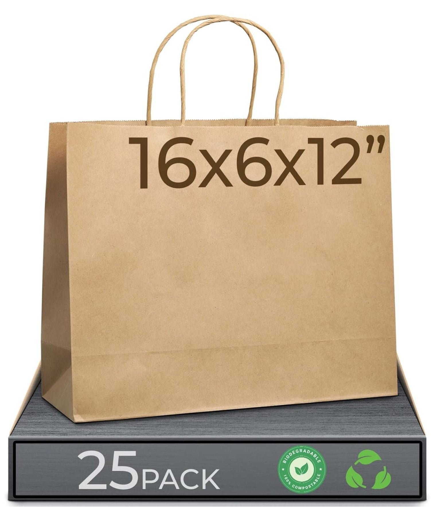 Keeomi 25 Pack 16x6x12 Large Paper Bags With Handles, Eco-friendly ...