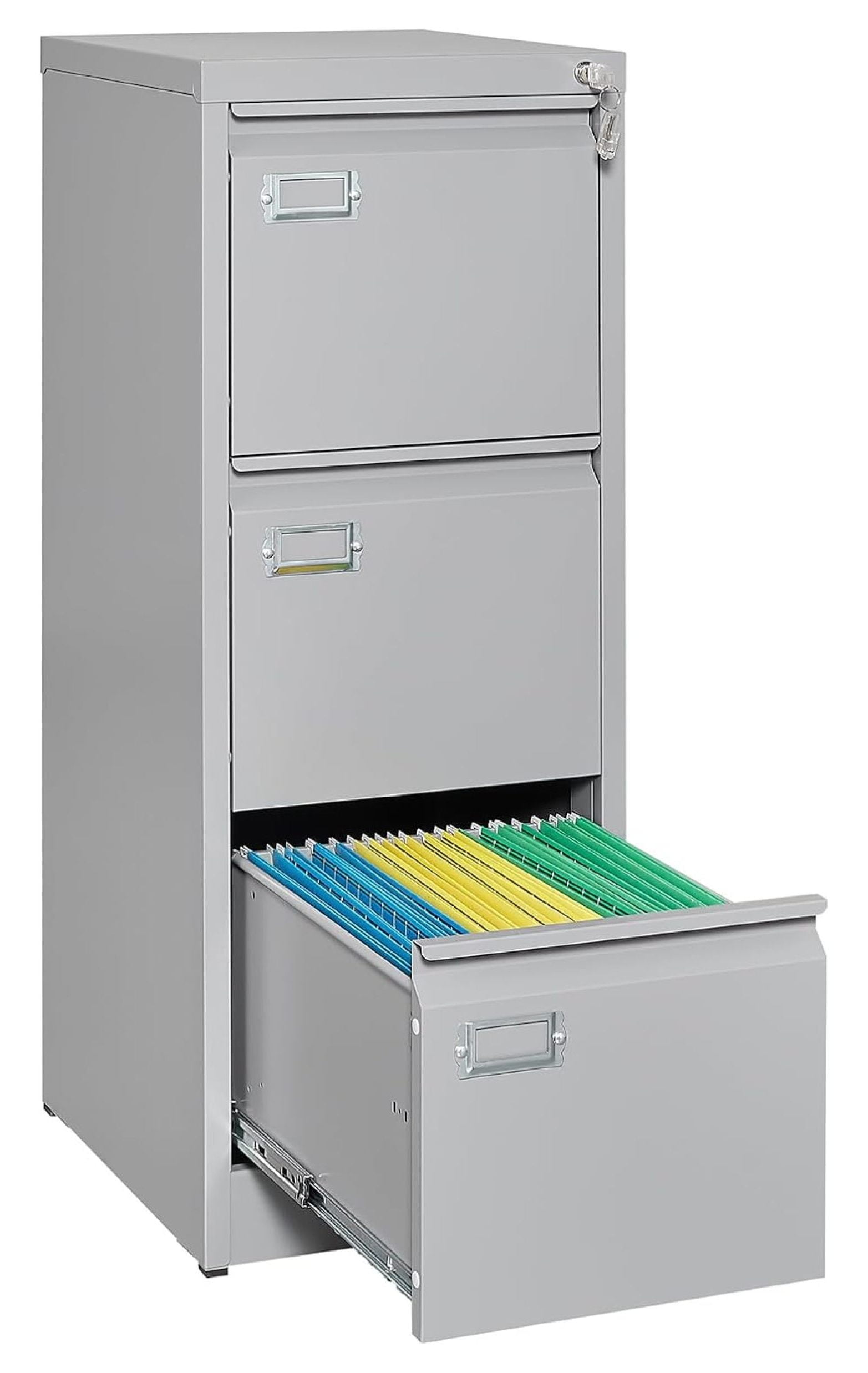 Keeomi 3 Drawer Vertical File Cabinet with Lock, Stainless Steel Filing ...