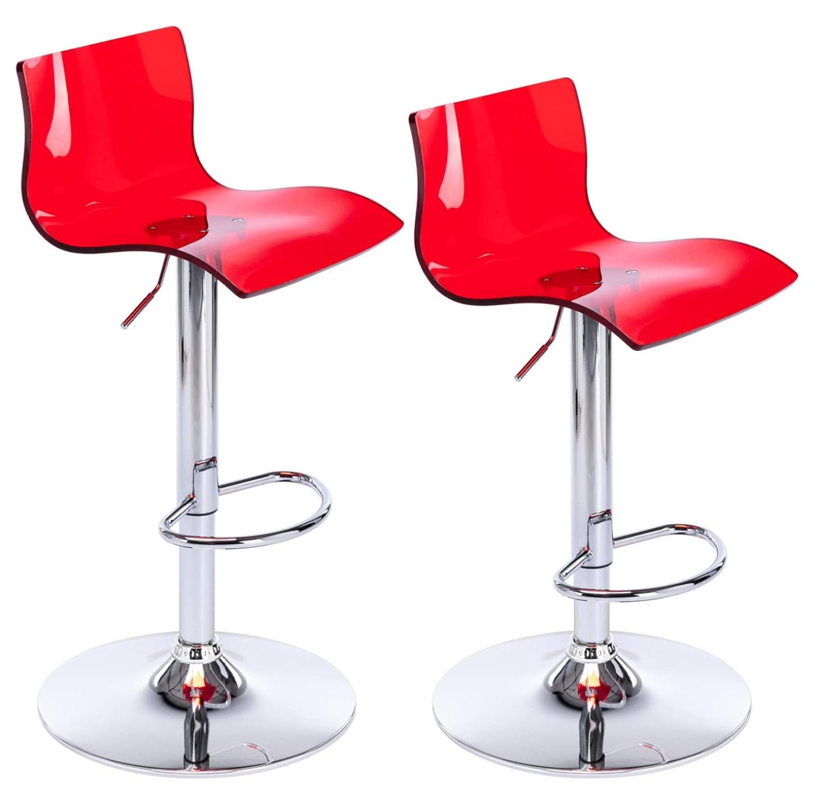 Keeomi Bar Stools with Back, Set of 2, Transparent Adjustable Swivel ...