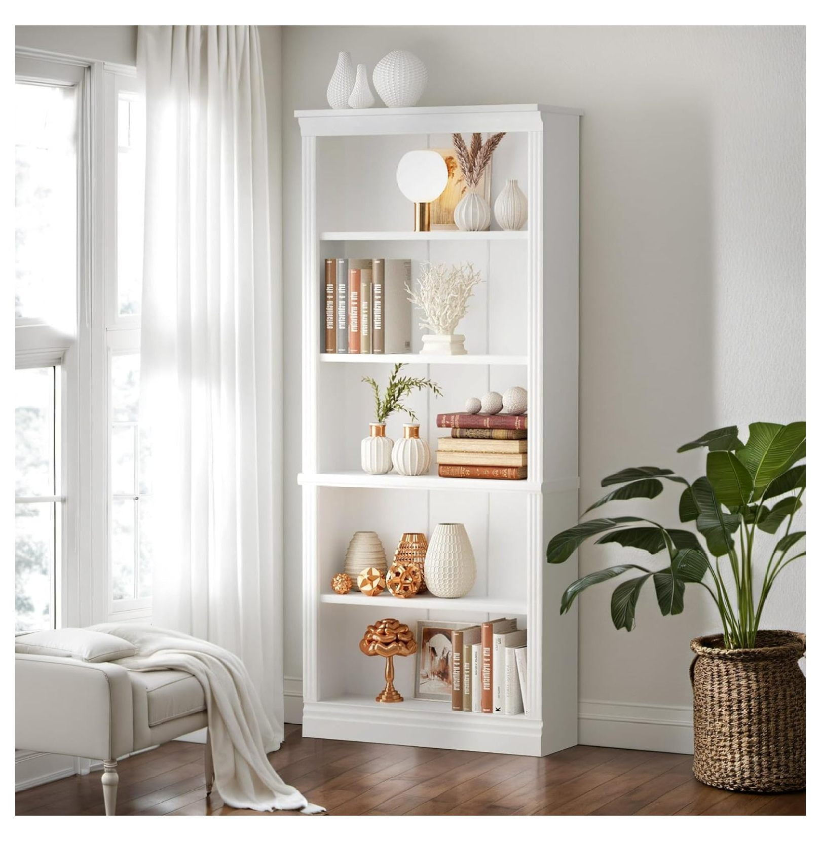 Keeomi Bookcase Bookshelves, 5-Shelf Tall Bookcase 72" Wood Open ...
