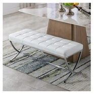 Duhome Indoor Sitting Bench - Faux Leather, Metal Base, White - Ideal ...