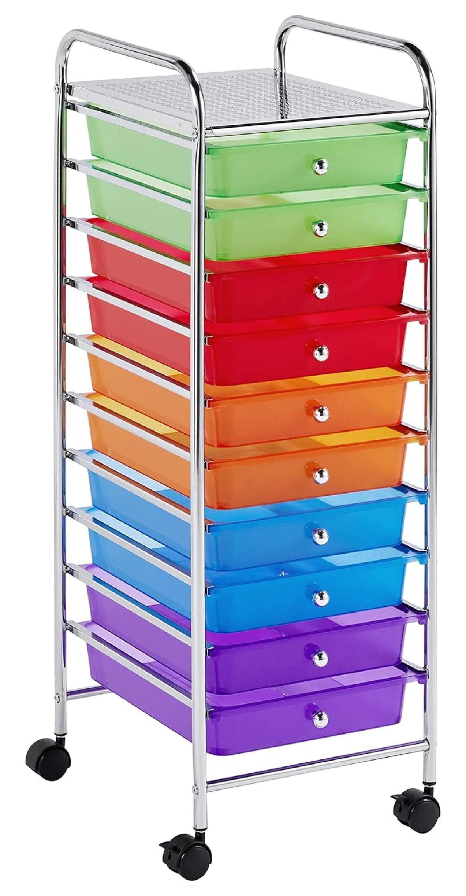 Keeomi Plastic Trolley with 10 Drawers Rolling Cart Organizer Utility ...