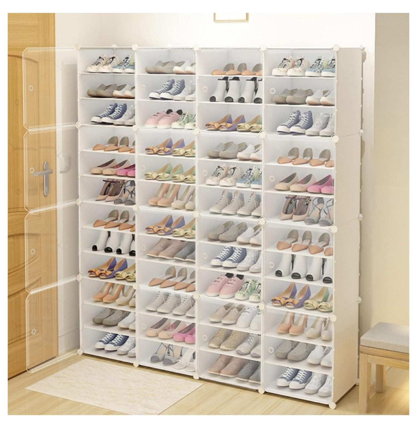 Keeomi Shoe Rack Organizer, 12-Tiers Stackable 96 Pairs DIY Shoe ...