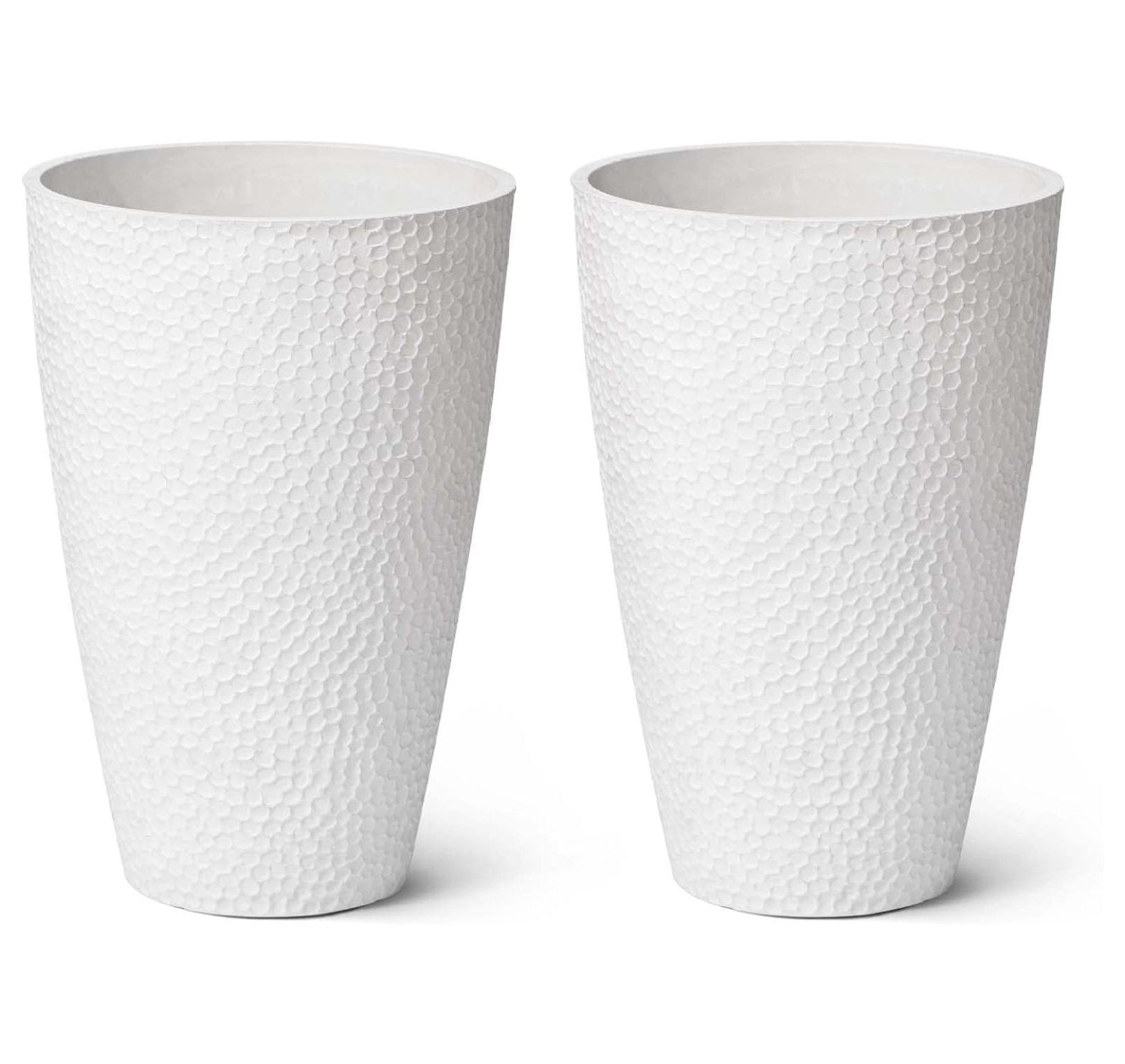 Keeomi Tall White Planters Set of 2,20 Inch Modern Indoor Planters ...