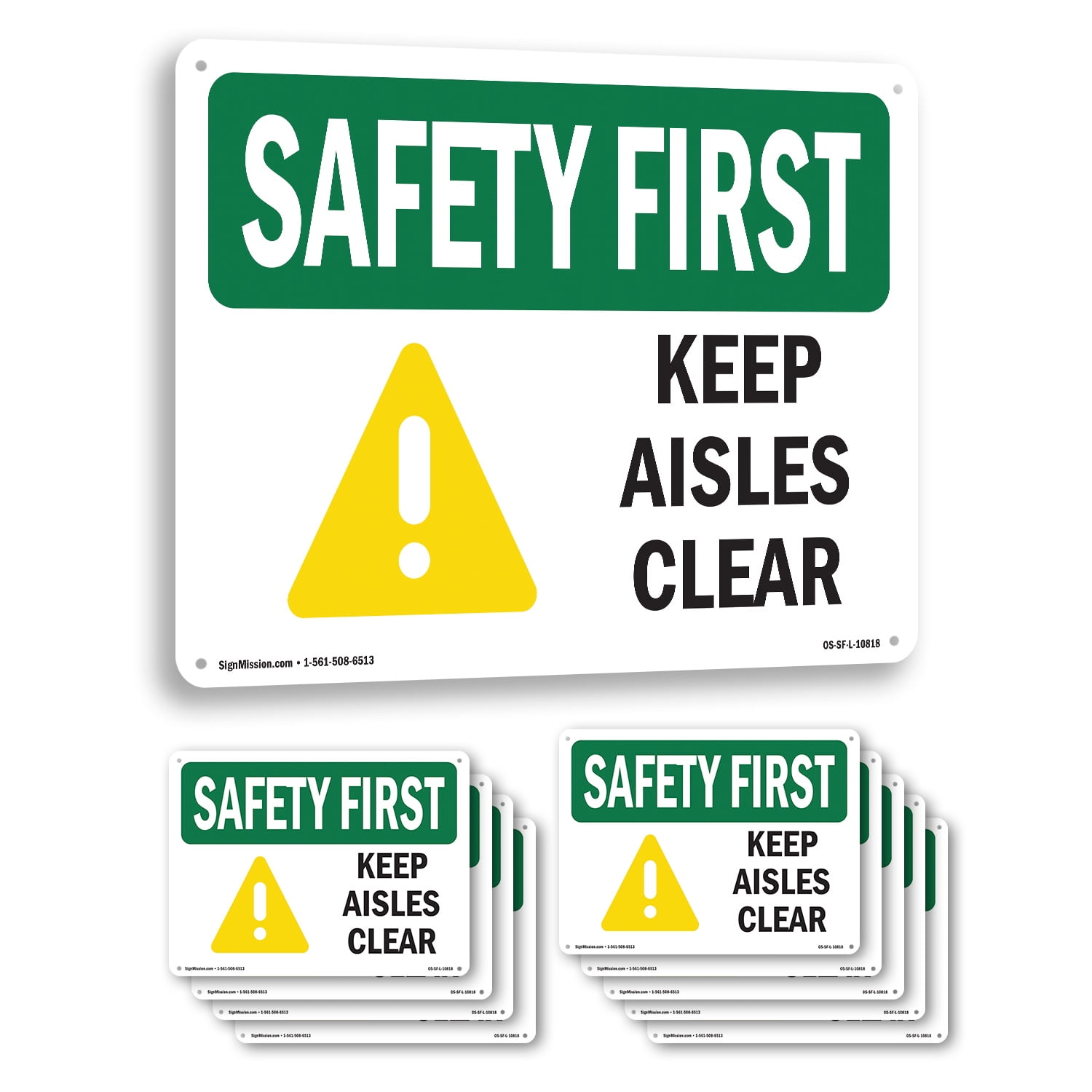 Keep Aisles Clear OSHA SAFETY FIRST Aluminum Sign 24 Inch x 18 Inch ...