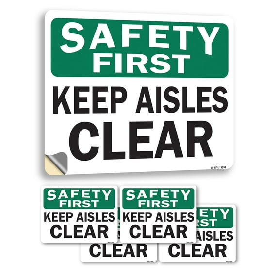 Keep Aisles Clear OSHA Safety First Vinyl Decal Label 10 Inch x 7 Inch ...