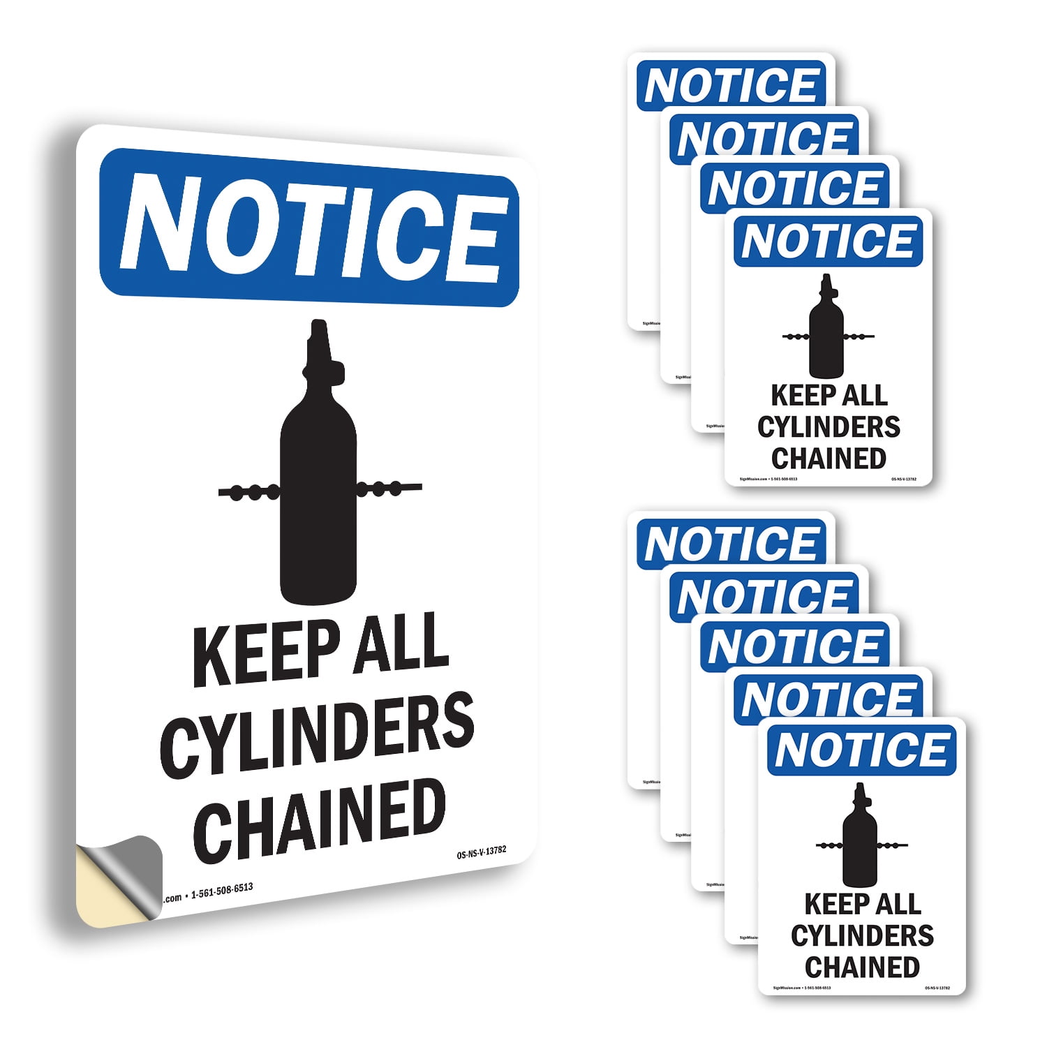 Keep All Cylinders Chained With Symbol OSHA Notice Vinyl Decal Label 10 ...