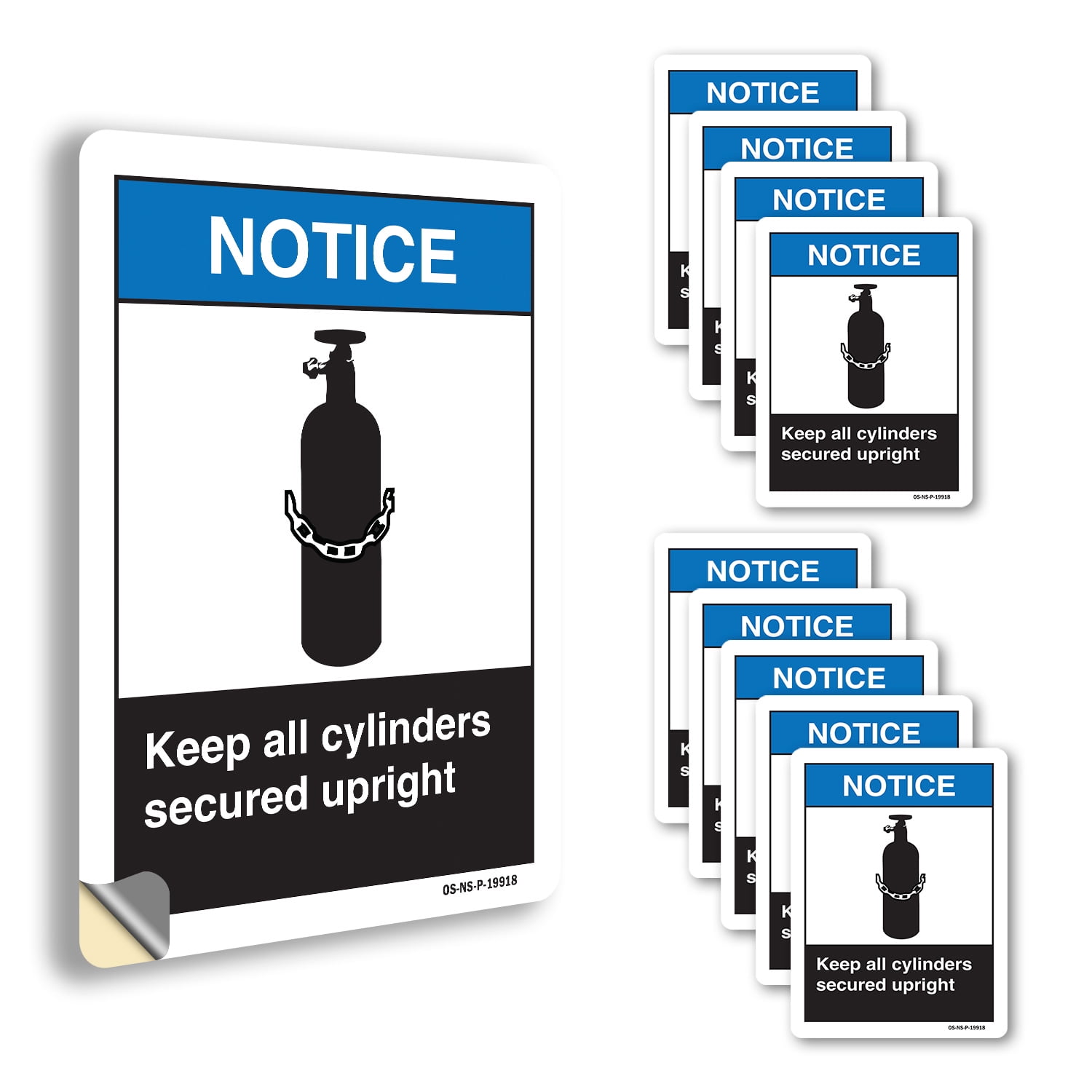Keep All Cylinders Secured Upright ANSI Notice Vinyl Decal Label 10 ...