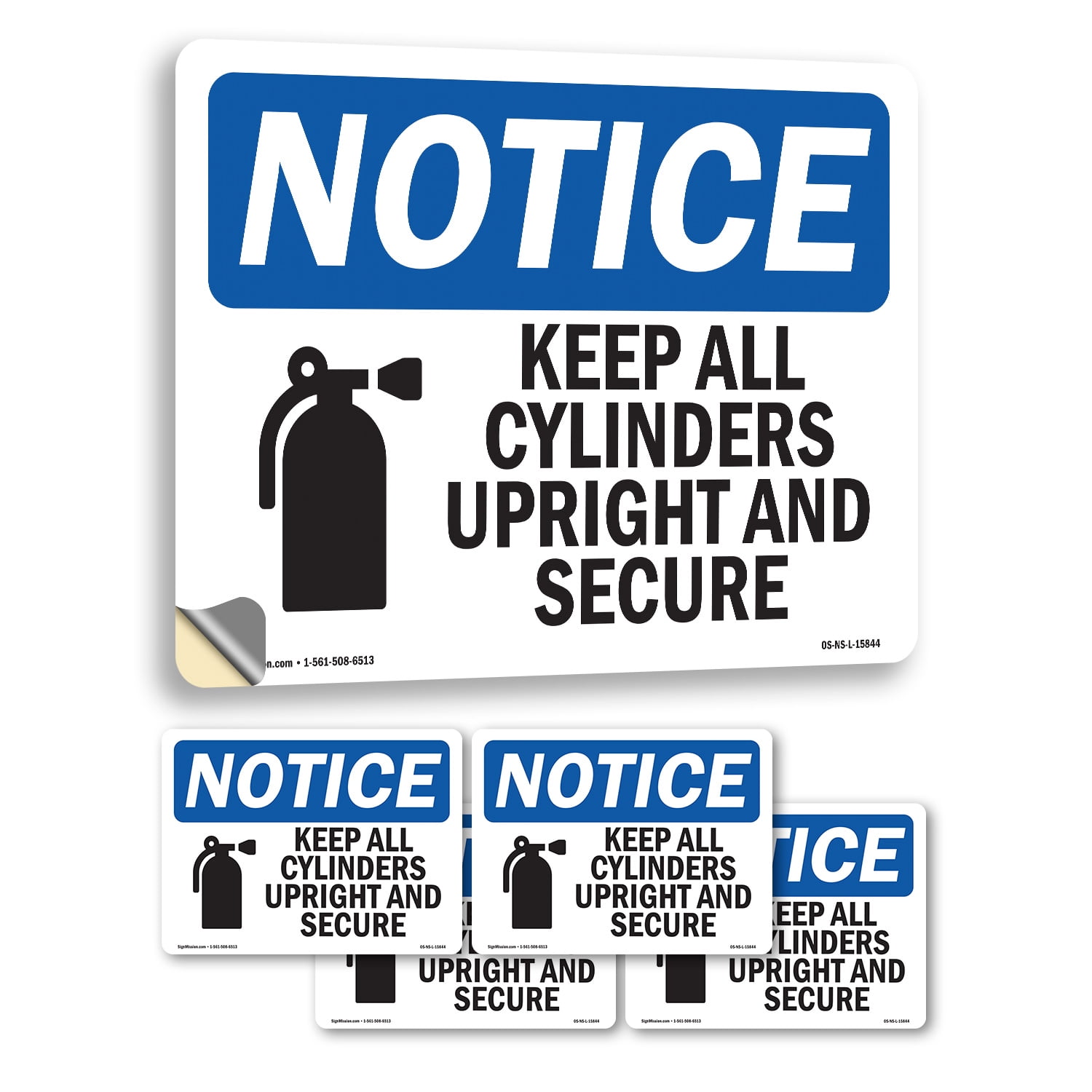 Keep All Cylinders Upright And Secure OSHA Notice Vinyl Decal Label 18 ...
