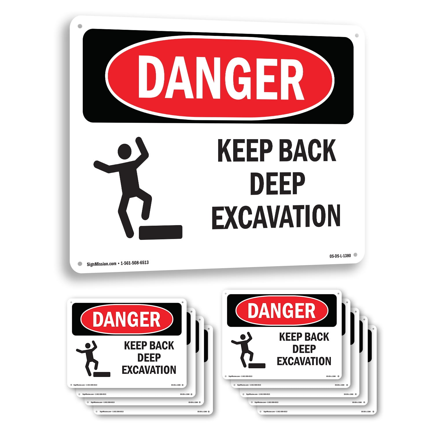Keep Back Deep Excavation OSHA Danger Rigid Plastic Sign 24 Inch x 18 ...