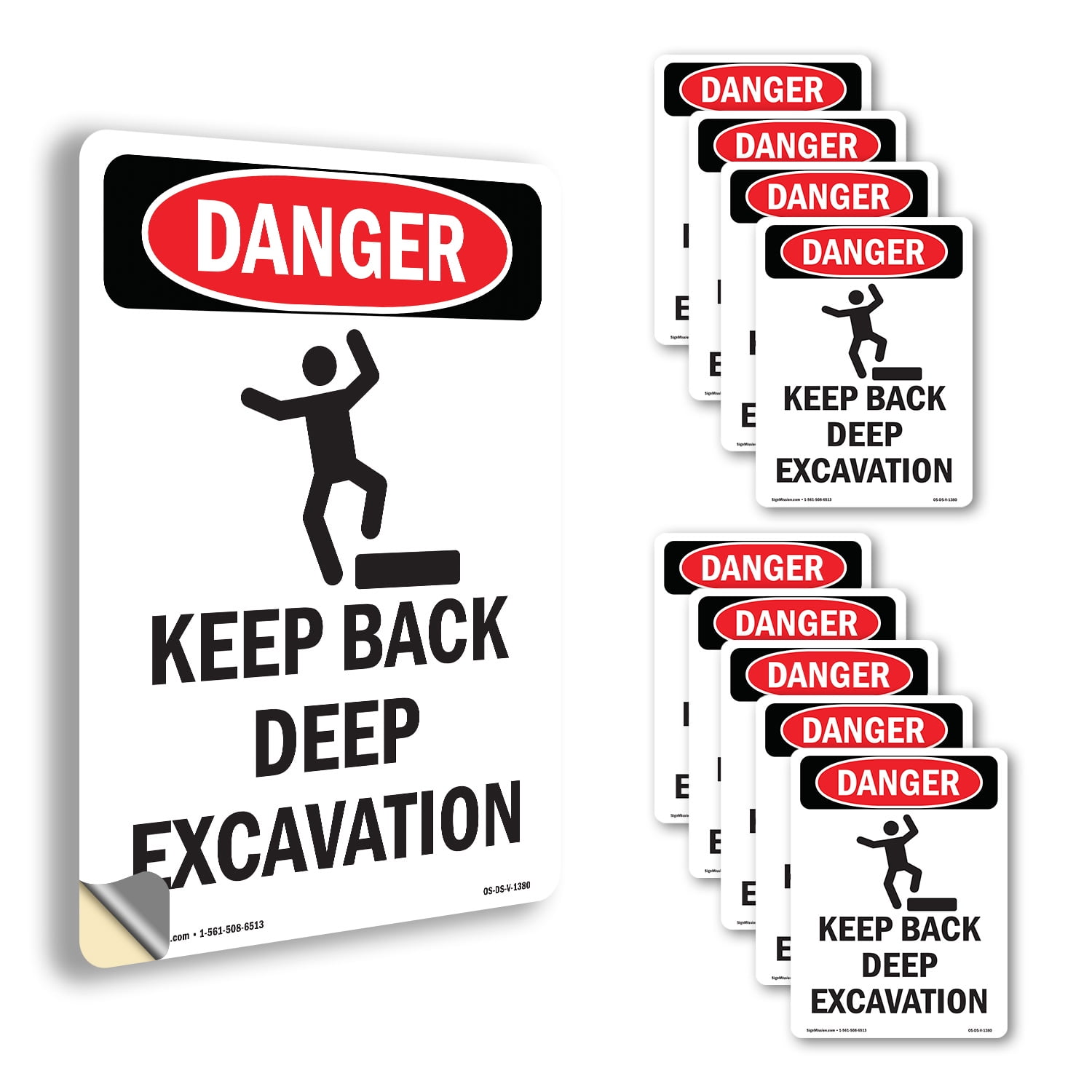 Keep Back Deep Excavation OSHA Danger Vinyl Decal Label 14 Inch x 10 ...