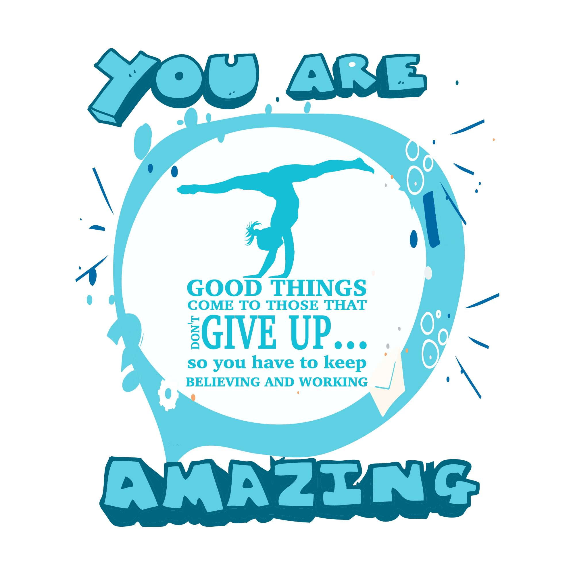 Keep Believing And Working Don't Giveup Gymnastics Quote Inspiring Wall ...