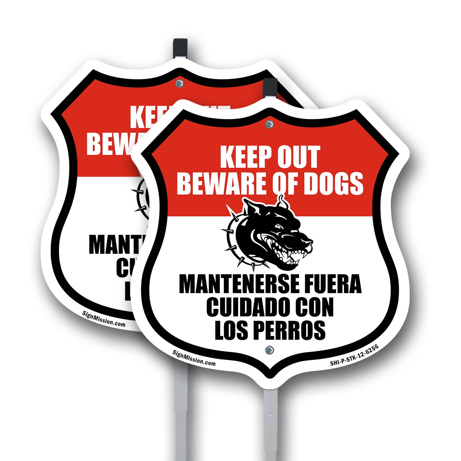 Keep Out Beware of Dogs Bilingual English / Spanish (2 Pack) 12 inch X ...