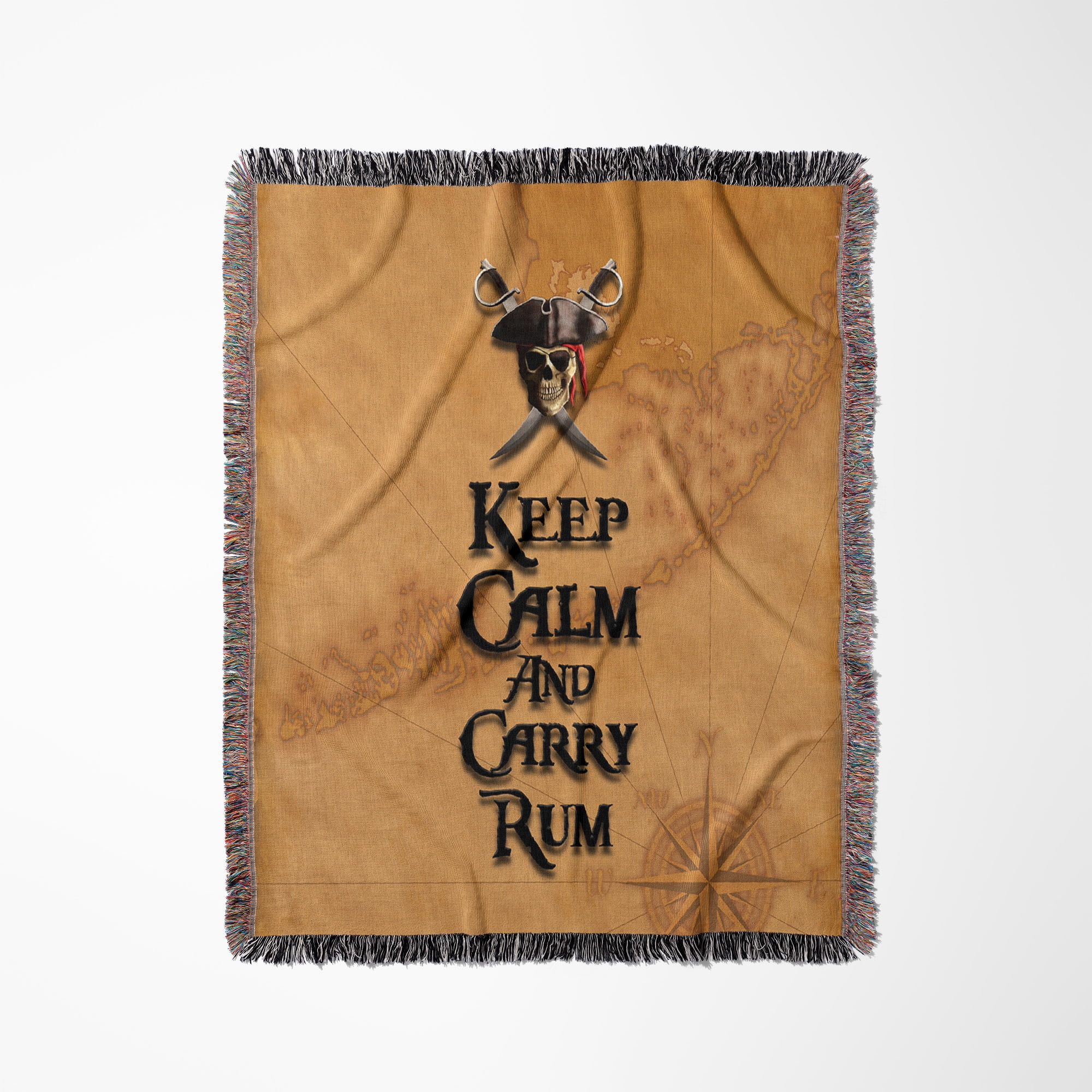 Keep Calm And Carry Rum Fun Pirate Map For Any Sailor., Woven Blanket ...