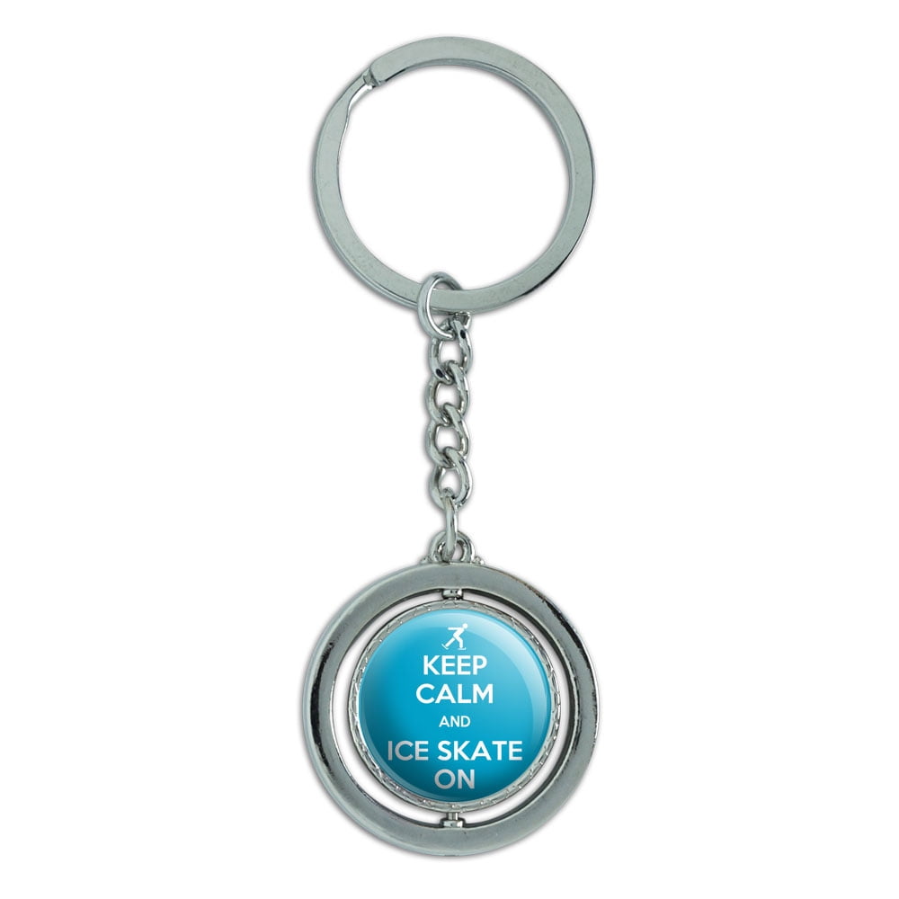 Keep Calm And Ice Skate On Skating Spinning Circle Metal Keychain ...