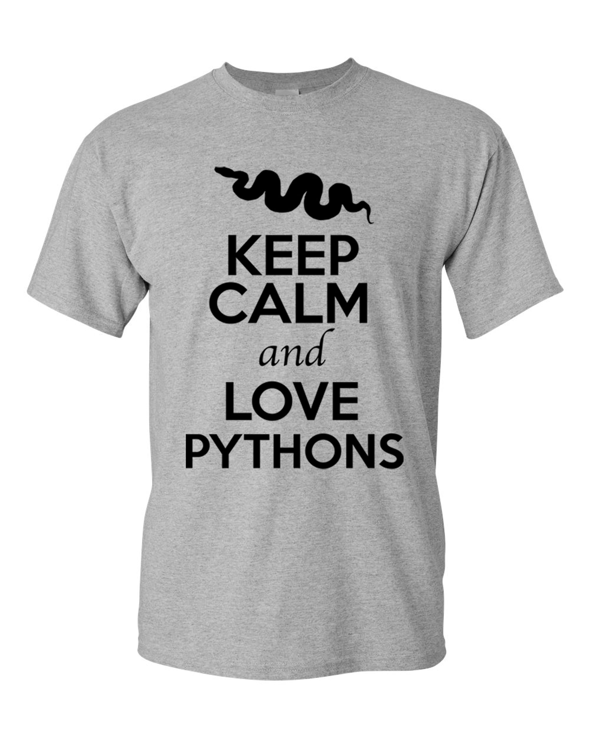 Keep Calm And Love Pythons Snake Animal Lover Adult T-Shirt Tee ...