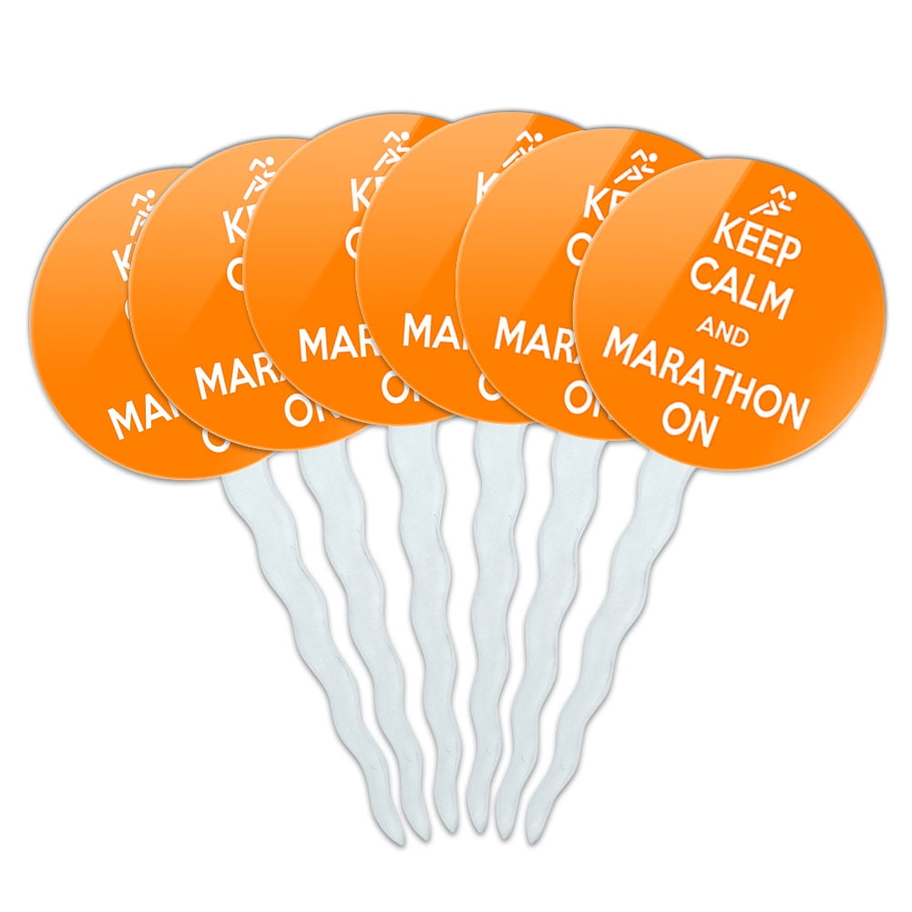 Keep Calm And Marathon On Runner Running Cupcake Picks Toppers - Set of ...