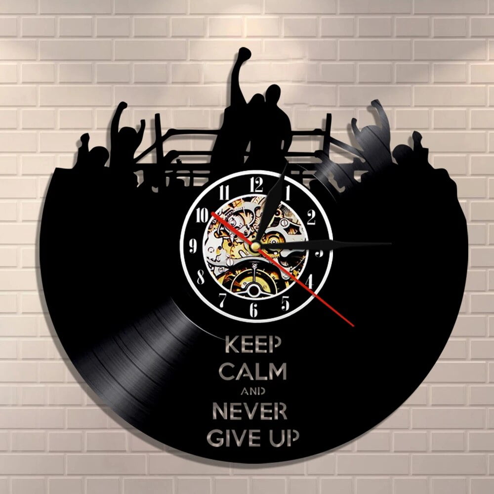 Keep Calm And Never Give Up Motivational Vinyl Wall Clock,Vinyl Record ...