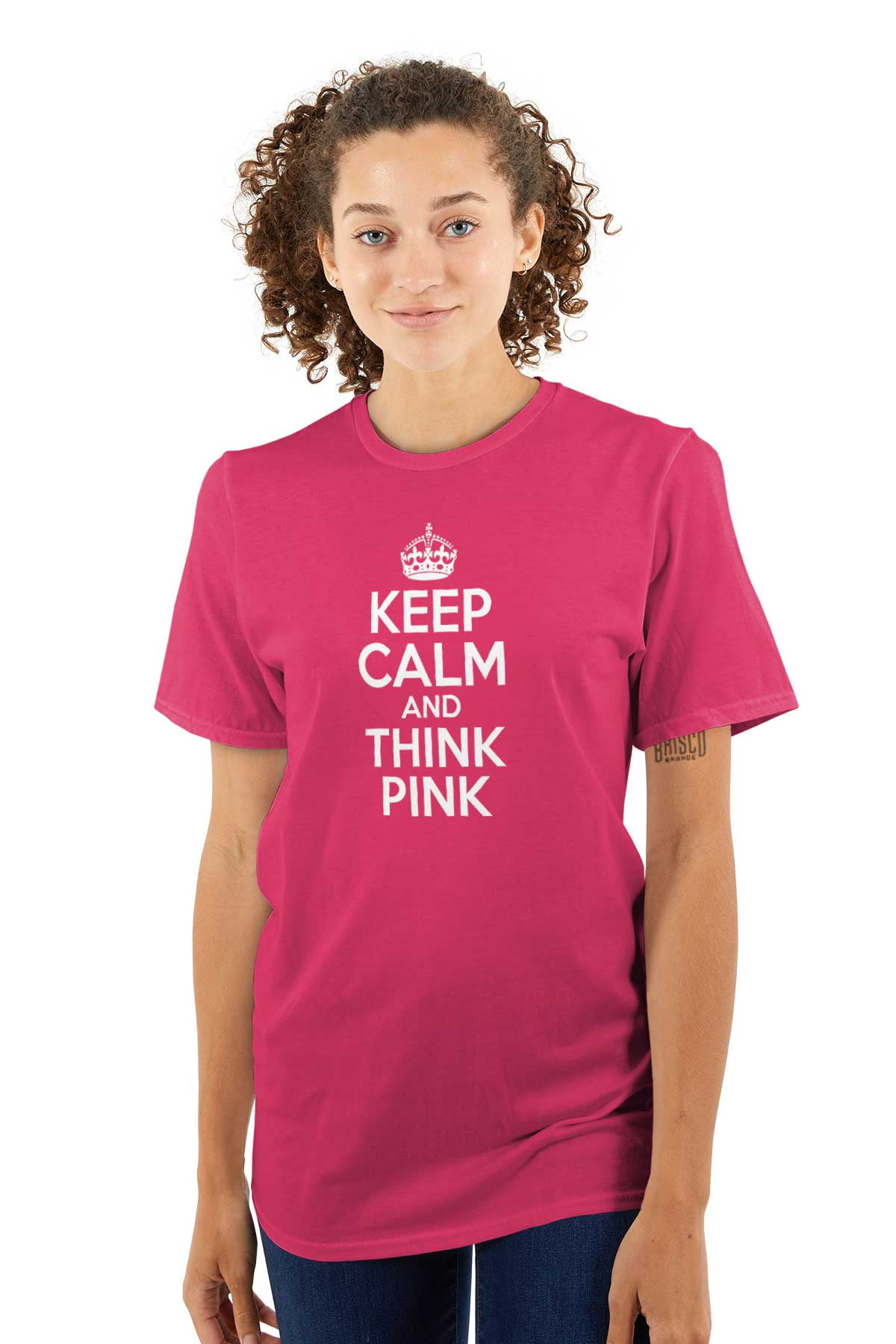 Keep Calm And Think Pink Support Women's Graphic T Shirt Tees Brisco ...