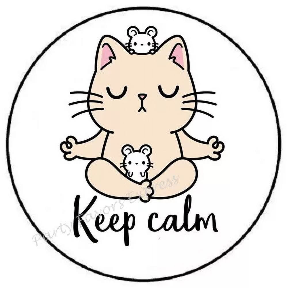 Keep Calm Cat Yoga Stickers Party Favors Phone Decal Water Bottle ...