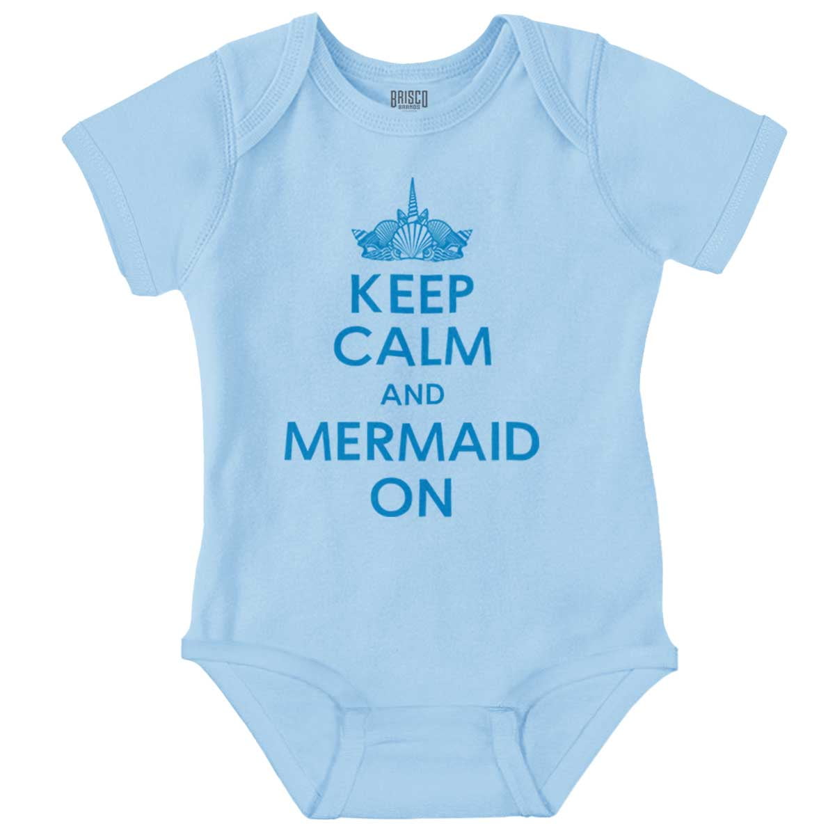 Keep Calm Mermaid On Beach Day Cute Bodysuit Jumper Girls Infant Baby ...