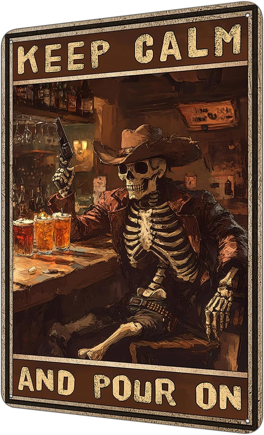 Keep Calm And Pour On Skeleton Sign Retro Vintage Decorations Tin Metal ...