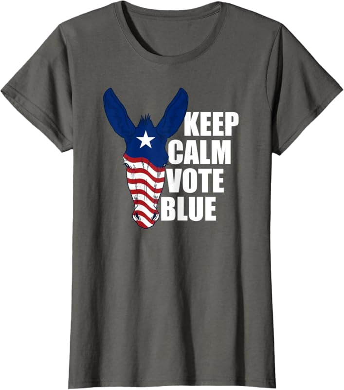 Keep Calm Vote Blue Democratic Party Donkey Election 2024 T-Shirt ...