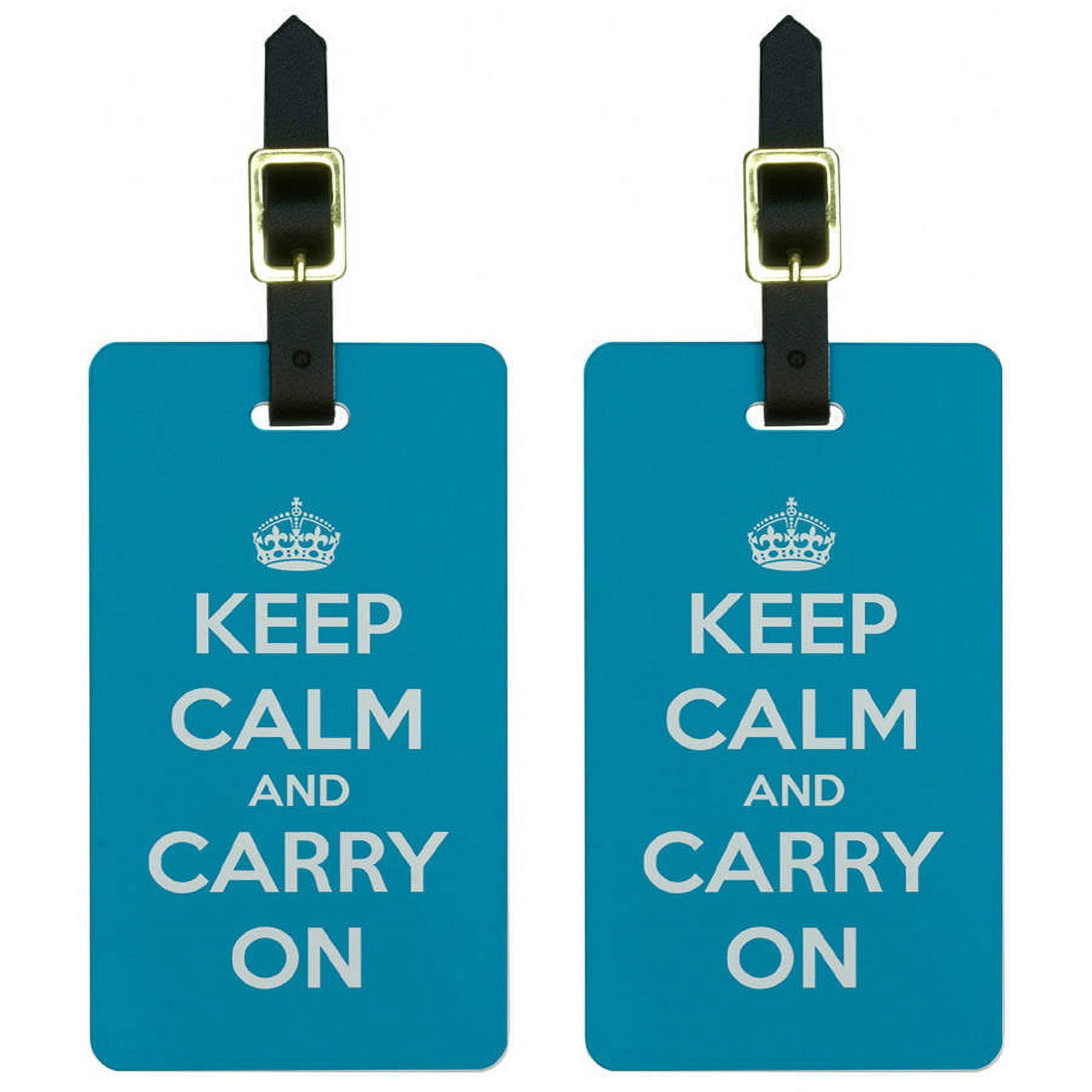 Keep Calm and Carry On Blue Luggage Tags Suitcase Carry-On ID, Set of 2 ...