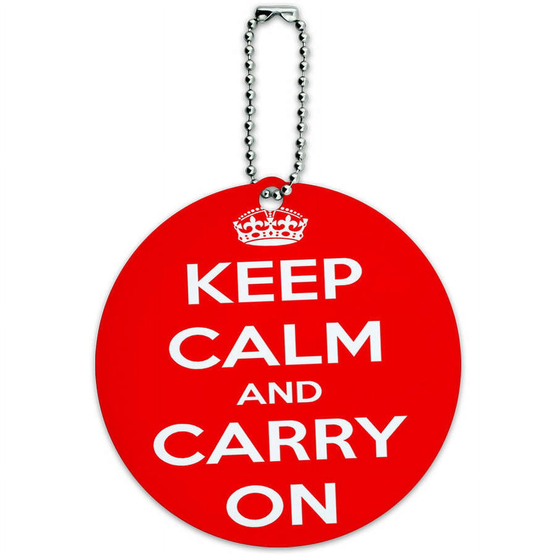 Keep Calm and Carry On Red Round Luggage ID Tag Card for Suitcase or ...