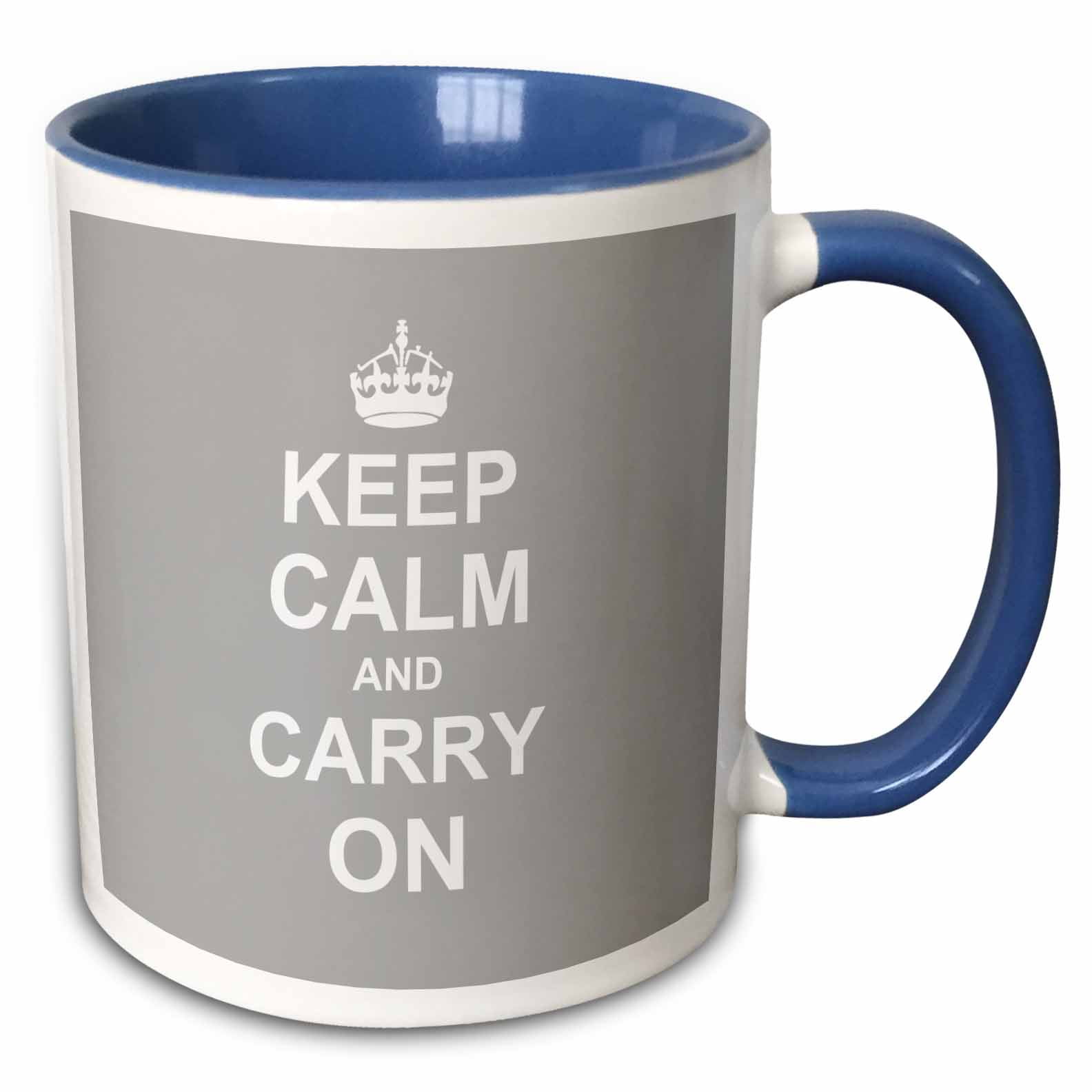 Keep Calm and Carry On - white text on grey gray - crown - motivational ...