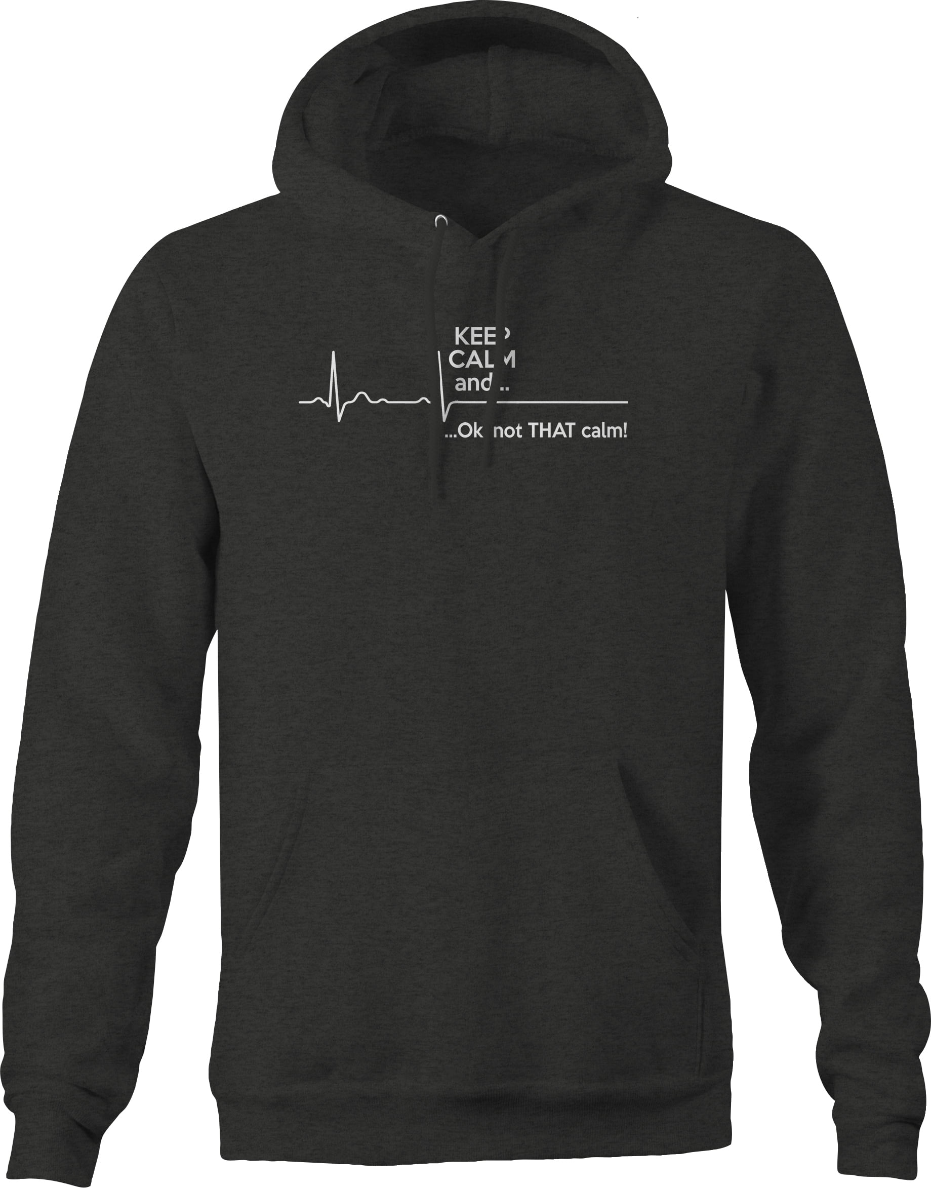Keep Calm and… Heart Stops EKG Joke Graphic Hoodies Xlarge Dark Gray ...