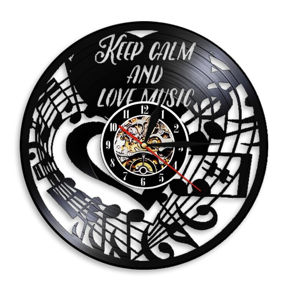 Keep Calm and Love Music Inspirational Wall Clock Music Note Treble ...