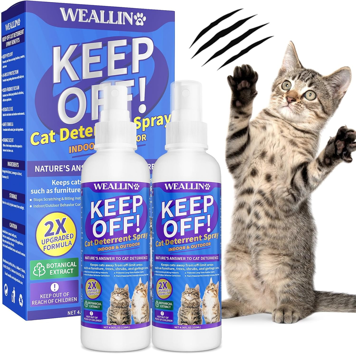 Keep Off Cat Deterrent Spray-2 Pack(8.12 Oz), Natural Cat Repellent ...