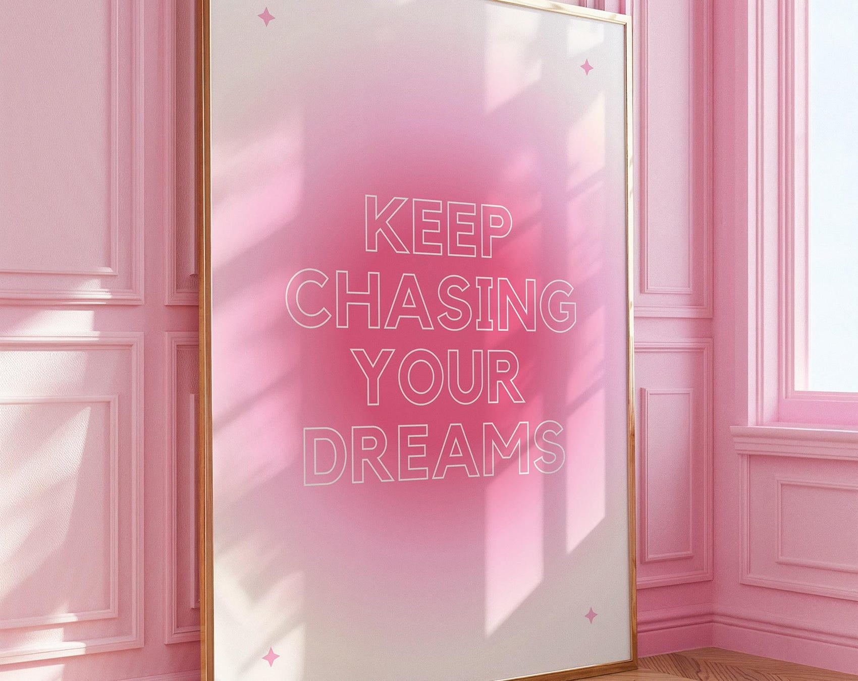 Keep Chasing Your Dreams Motivational Wall Art Pink Aesthetic Poster Inspirational Quote Print ...
