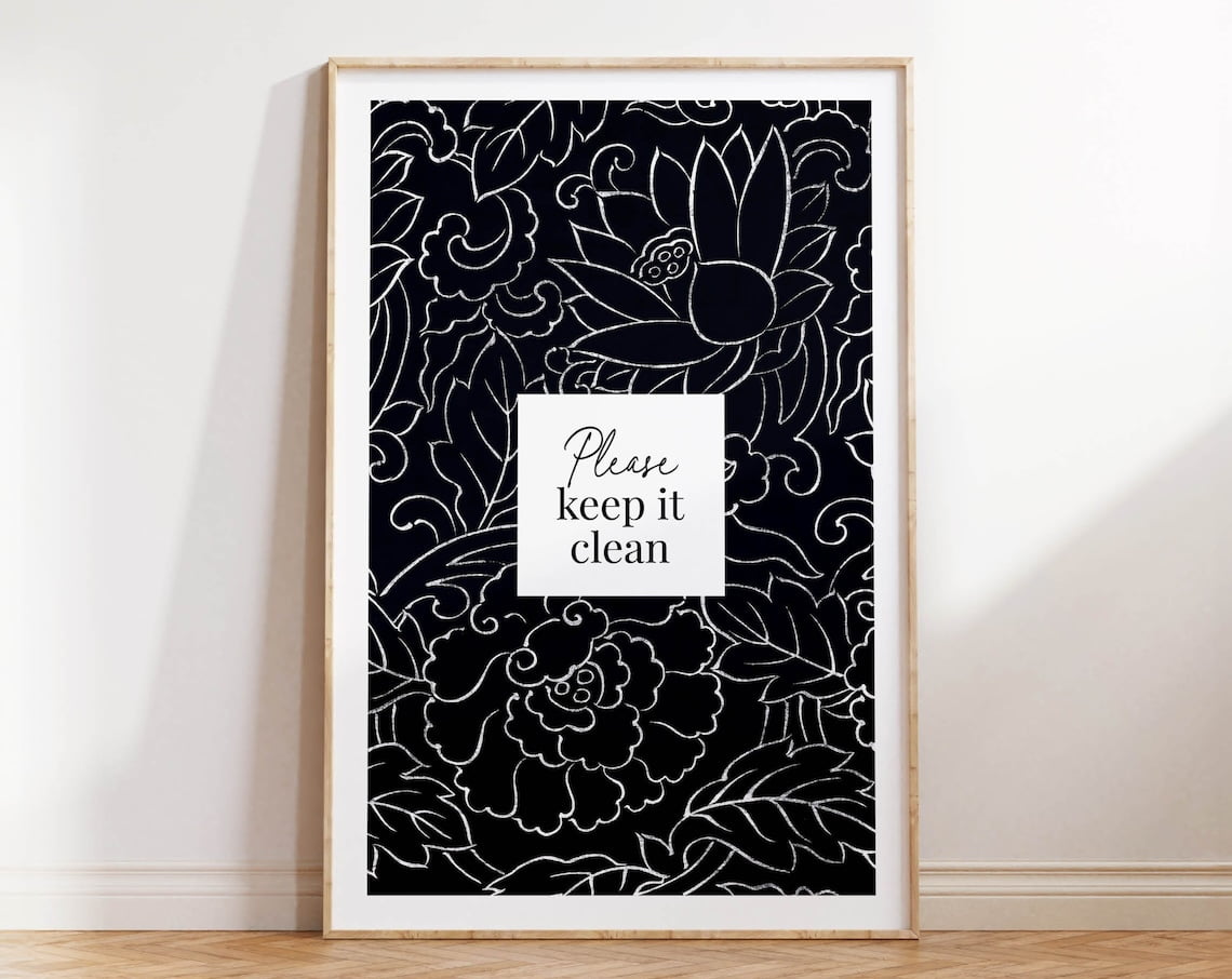 Keep Clean Bathroom Art Print Bathroom Wall Decor Multi Colors Retro ...