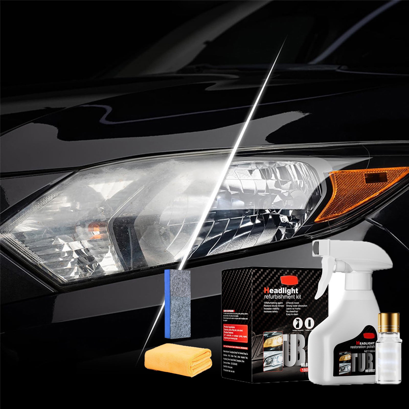 Keep Clear Headlight Coating, 180ml +12 ml Car Headlight Crystal ...