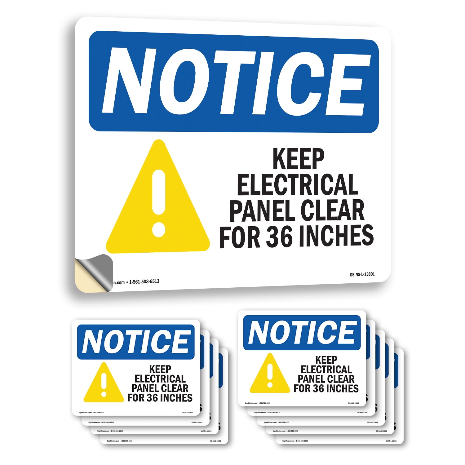 Keep Electrical Panel Clear With Symbol OSHA Notice Vinyl Decal Label 7 ...