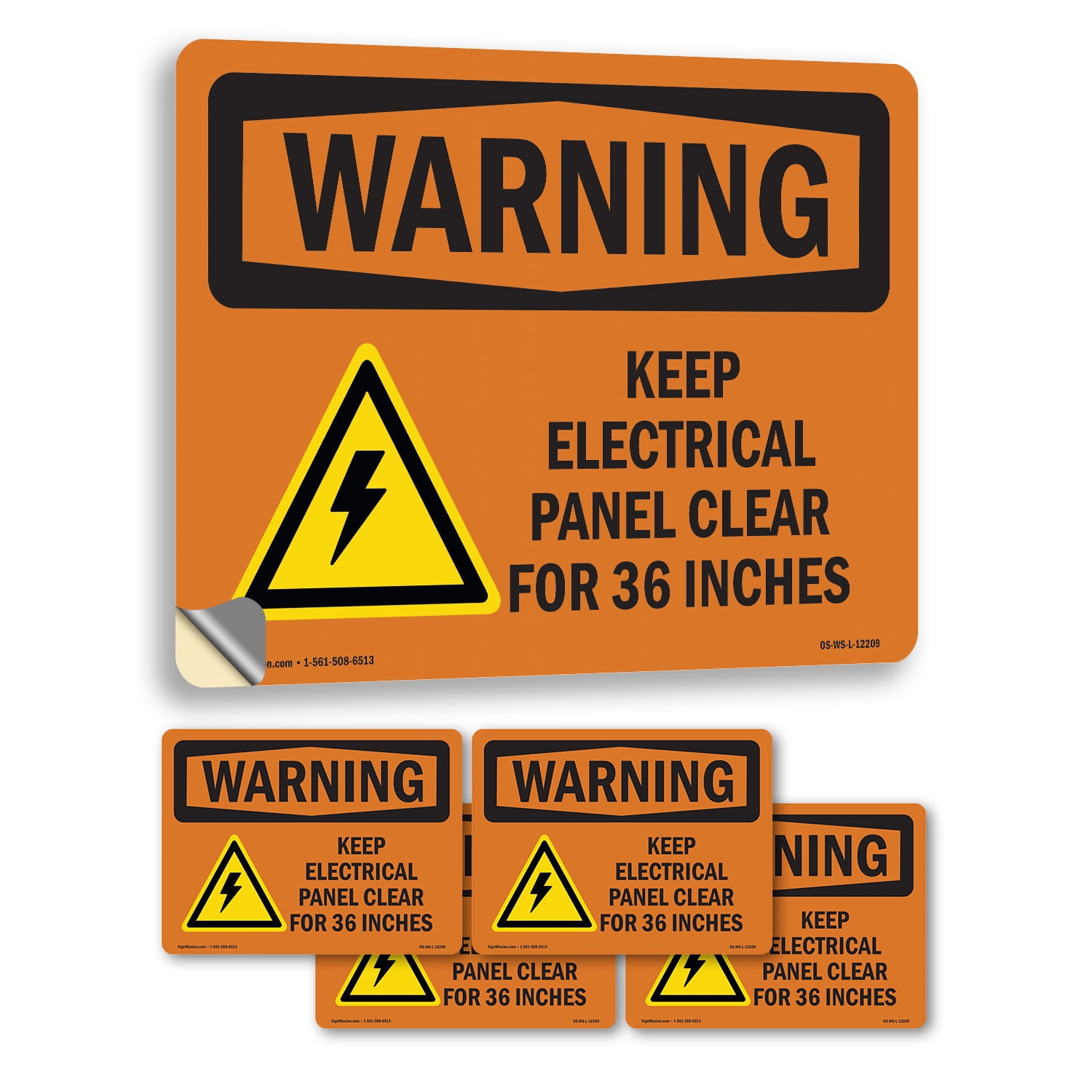 Keep Electrical Panel Clear With Symbol OSHA WARNING Vinyl Decal Label ...