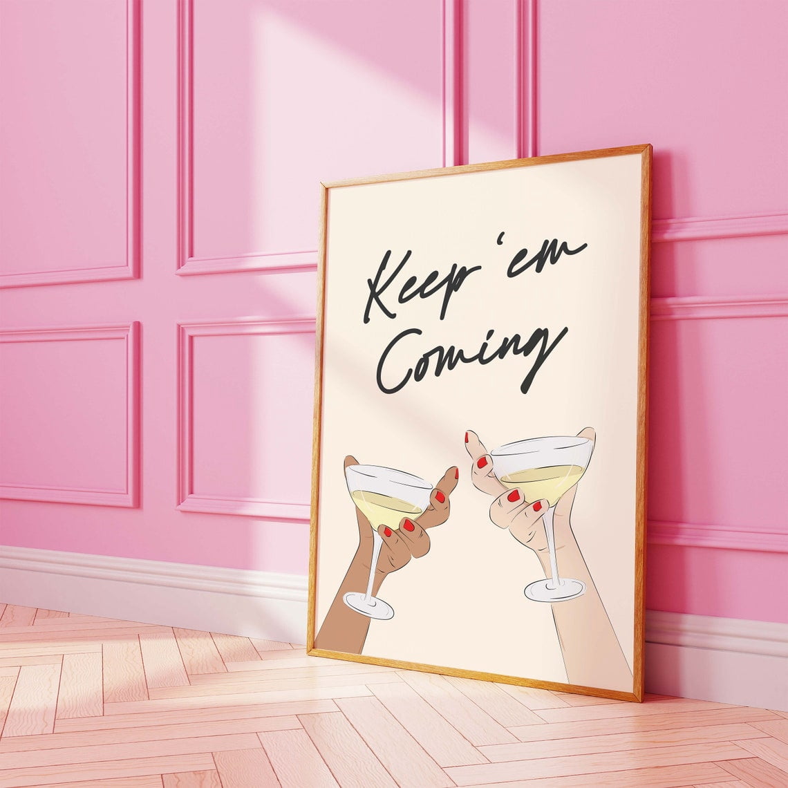 Keep Em Coming Poster Cute Bar Car Cheers Cocktail Art Trendy Kitchen ...
