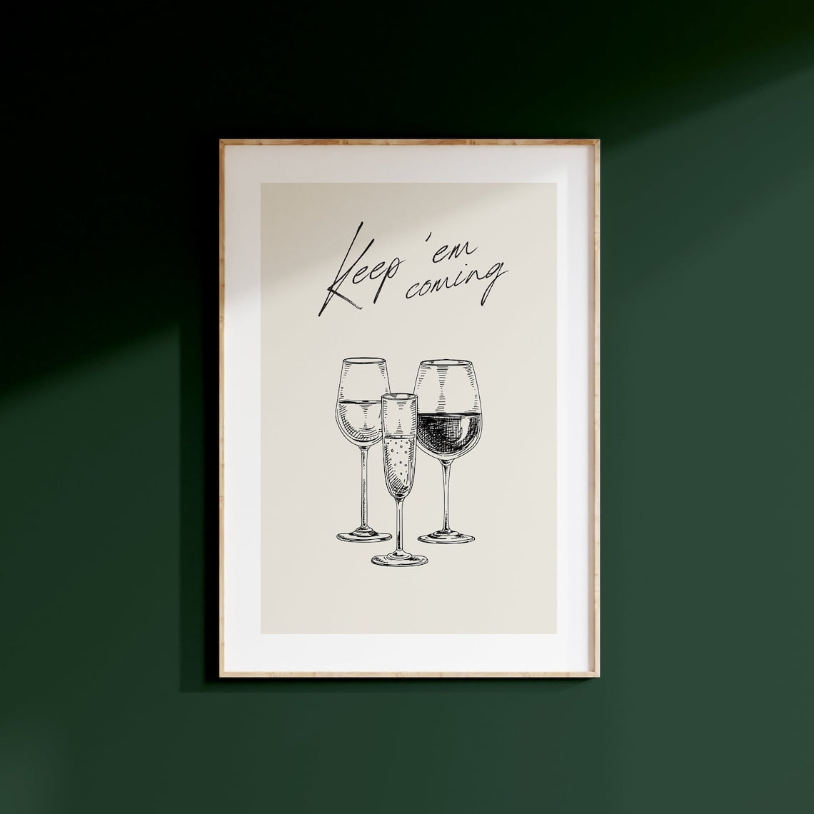 Keep 'Em Coming Print • Minimalist Bar Cart Poster • Happy Hour Prints ...