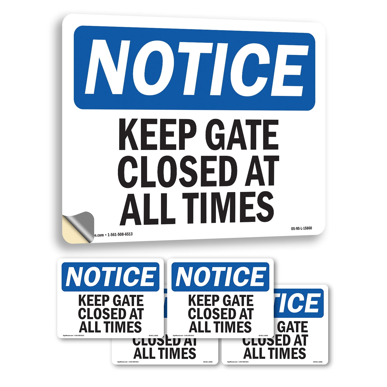 Keep Gate Closed At All Times OSHA Notice Vinyl Decal Label 18 Inch x ...