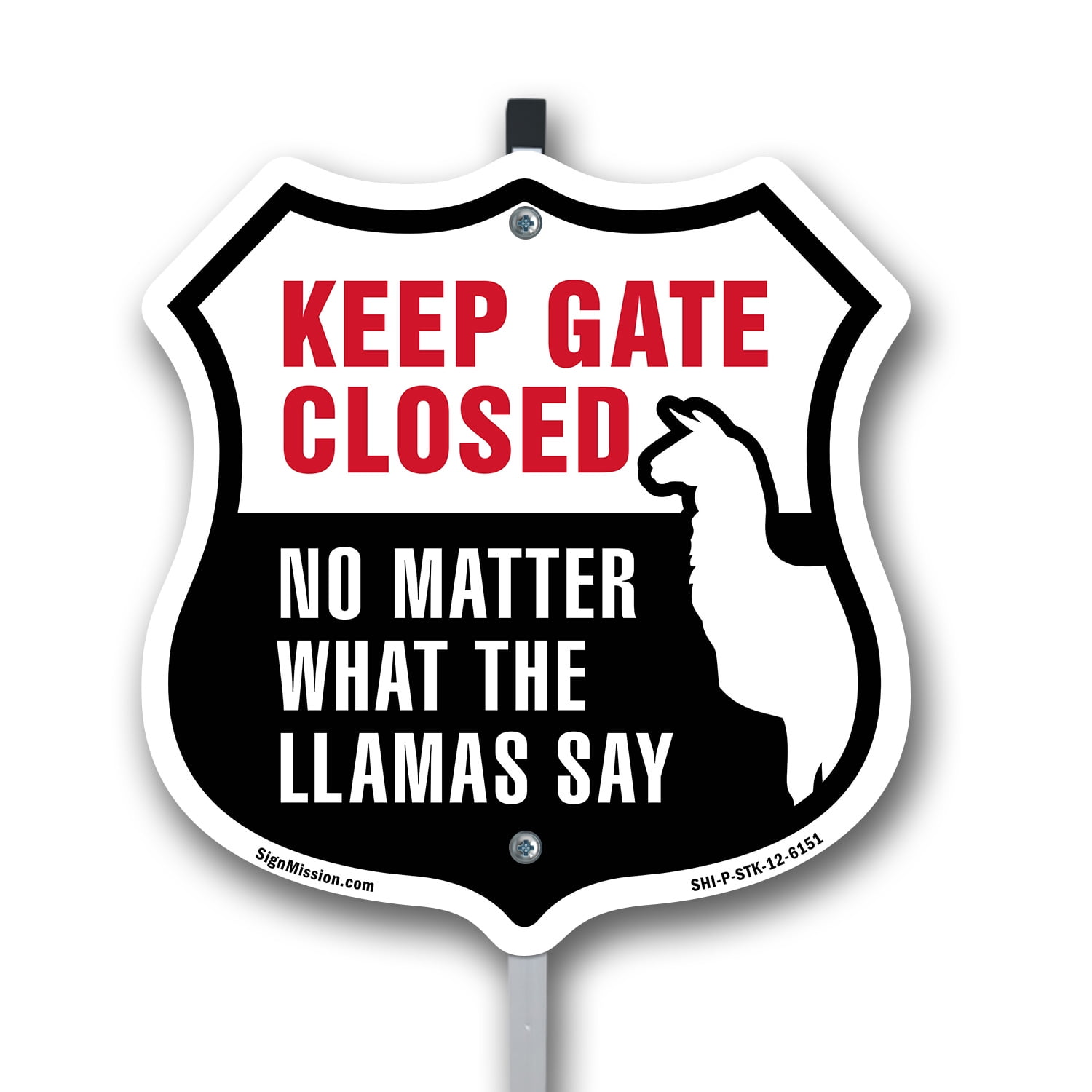 Keep Gate Closed No Matter What The Llamas Say 12 inch X 12 inch Shield ...